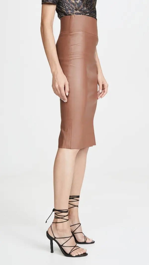 Sprwmn Leather Pencil Knee Length Skirt