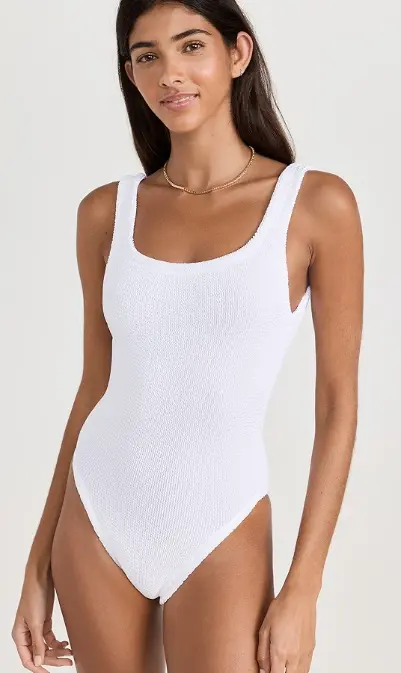 Hunza G Square Neck One Piece - White