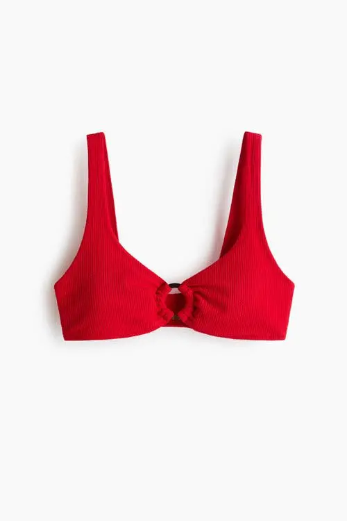 H&m Padded Bikini Top With Wide Shoulder Straps And Ring Detail - Bright Red