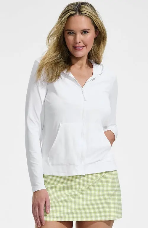 LANDS' END Upf 50 Hooded Zip Front Rash Guard - White