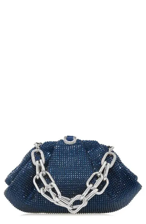 Judith Leiber Gemma Crystal Clutch - Silver Midnight Navy