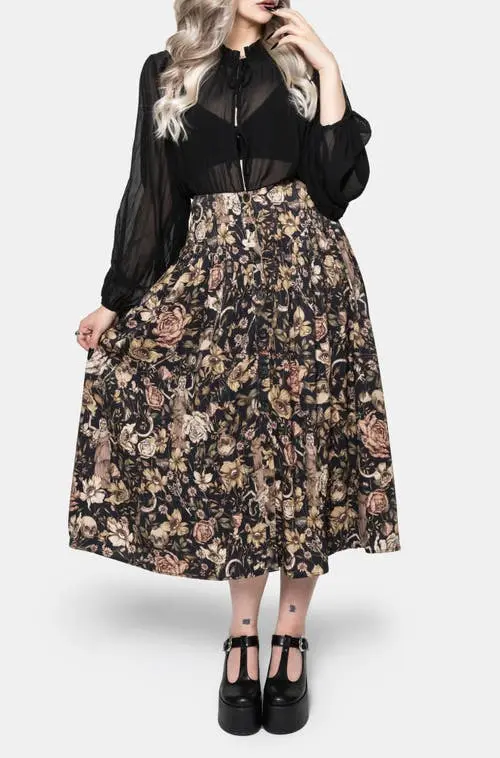 DISTURBIA Triple Goddess Button Down Midi Skirt