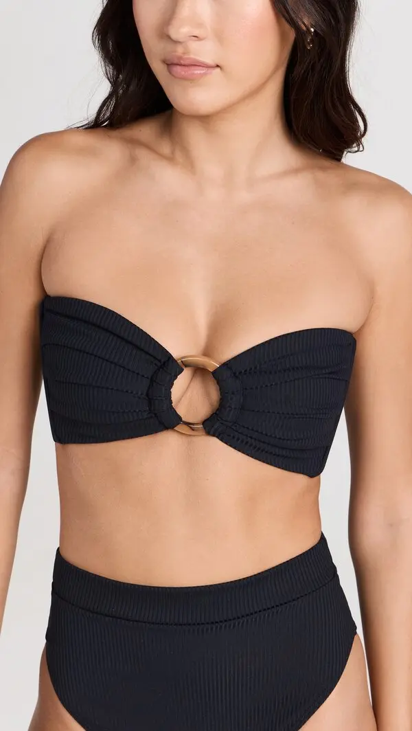 MONTCE Tori Bandeau Bikini Top - Black Rib