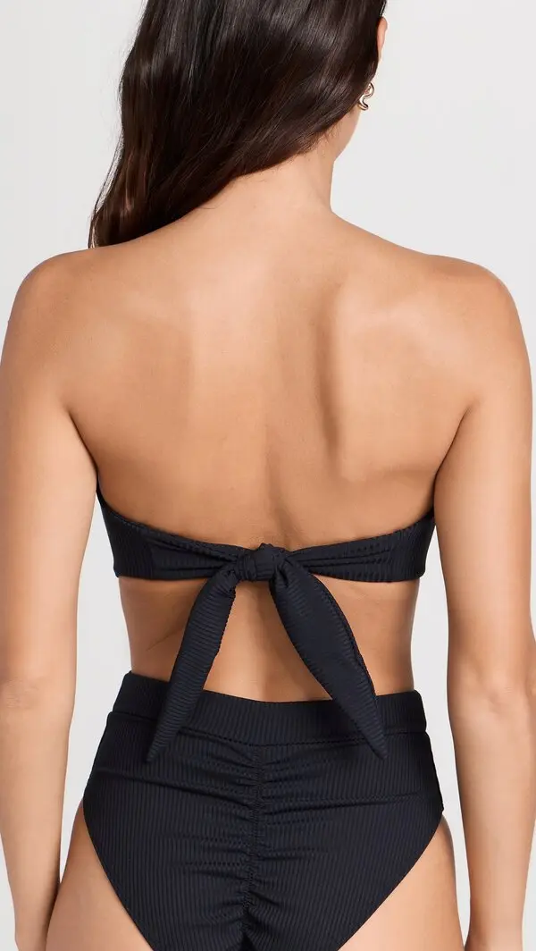 MONTCE Tori Bandeau Bikini Top - Black Rib