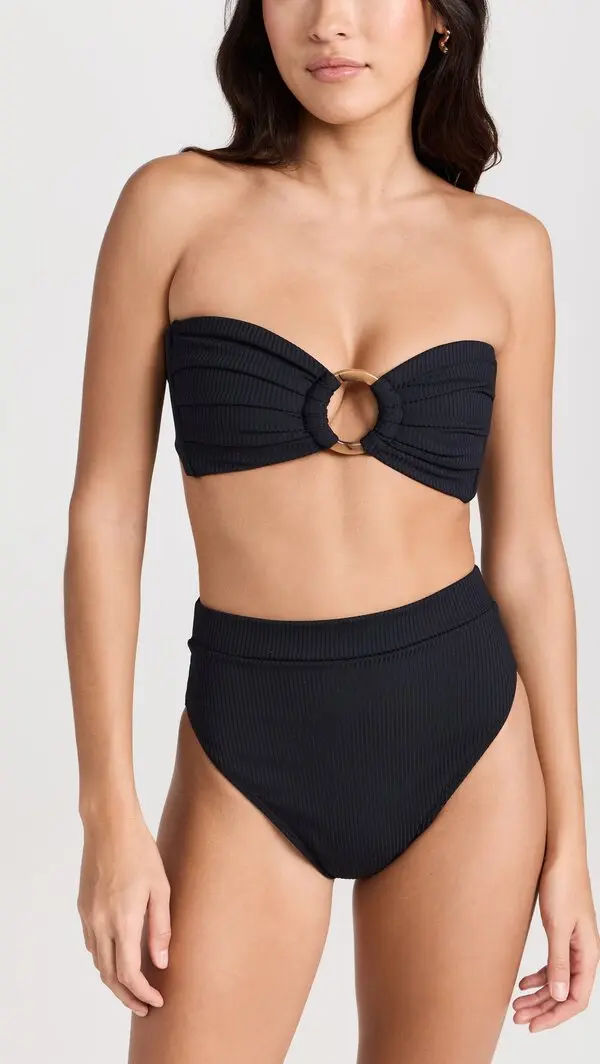 MONTCE Tori Bandeau Bikini Top - Black Rib