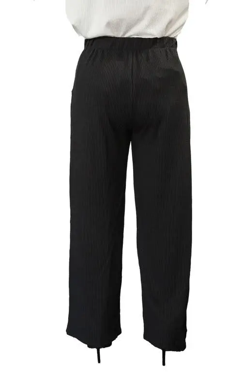 STANDARDS & PRACTICES Texture Wide Leg Ankle Pants - Black