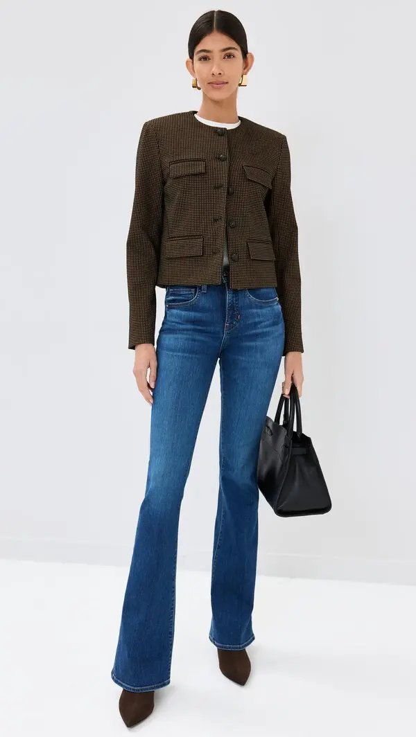 Veronica Beard Beverly High Rise Skinny Flare Jeans - Bright Blue