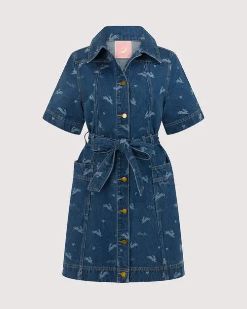 SMWR. BY THE SOMEWHERE CO Royal Match Denim Mini Dress