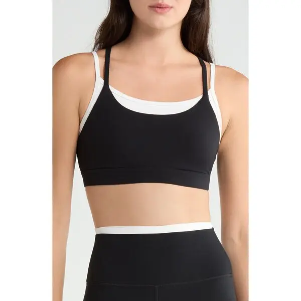 Splits59 Elliah Airweight Double Layer Sports Bra - Black/white