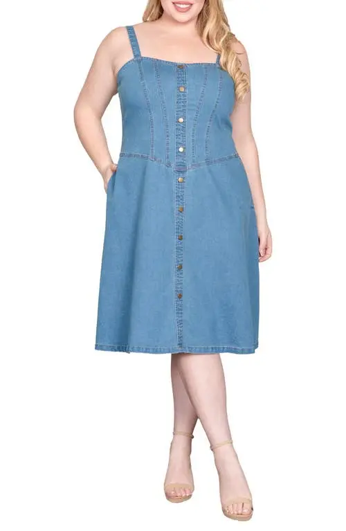 STANDARDS & PRACTICES Cotton Blend Denim Dress - Blue Blast
