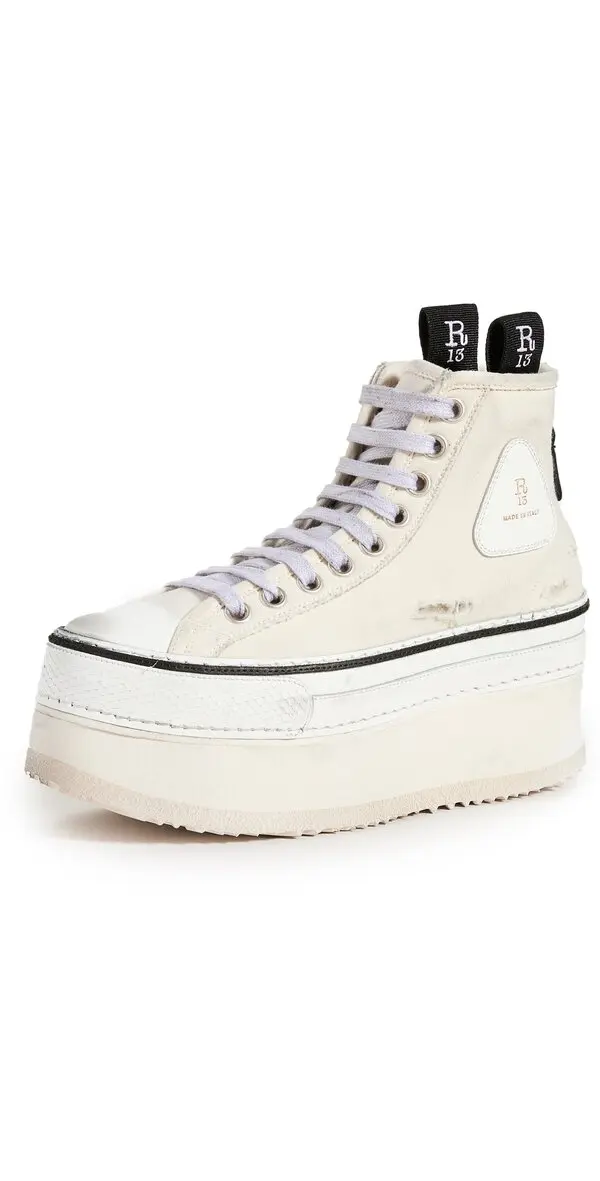 R13 Platform High-Top Sneakers Ecru Editorialist