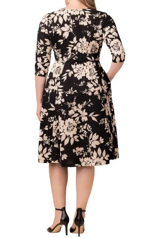 KIYONNA Floral Royal Sweetheart Dress - Vintage Ivory Florals
