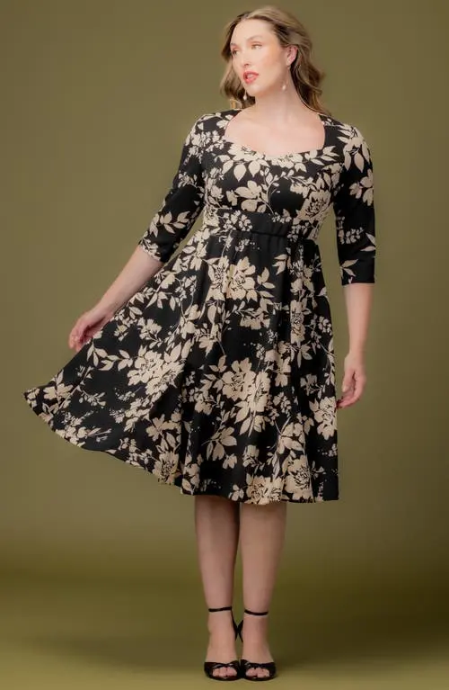 KIYONNA Floral Royal Sweetheart Dress - Vintage Ivory Florals