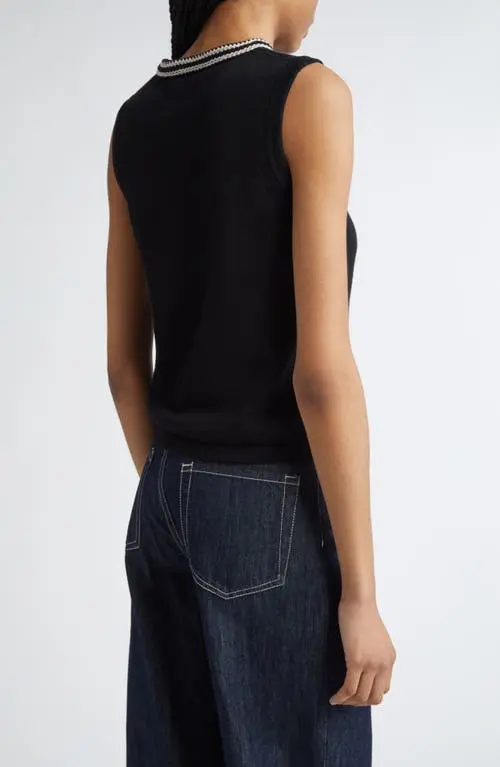 Max Mara Udine Embroidered Cotton Sweater Tank