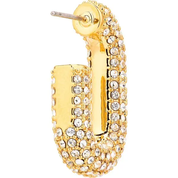 Rabanne Crystal Pavé J-hoop Earrings - Gold/crystal