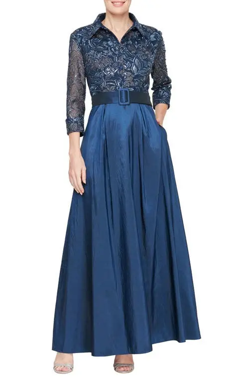 Alex Evenings Embroidered A-line Dress