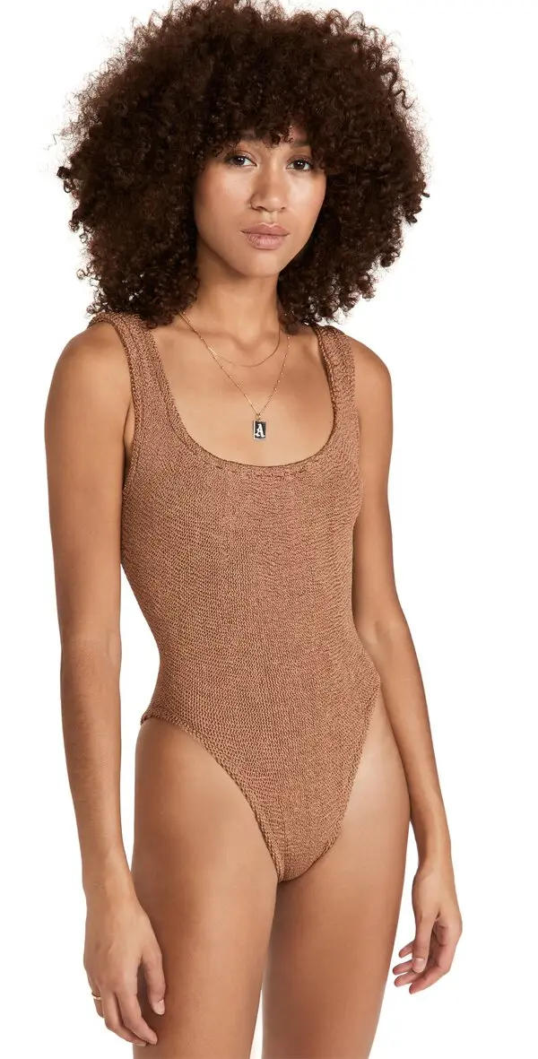 Hunza G Classic Square One Piece - Metallic Cocoa