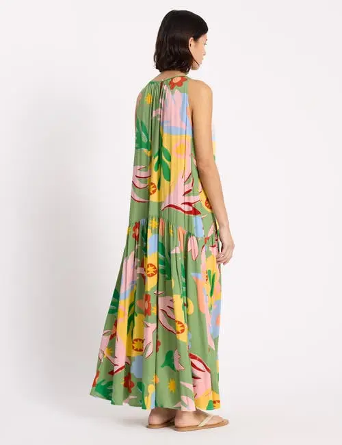 ALBARAY Tropique Print Halter Neck Maxi Dress