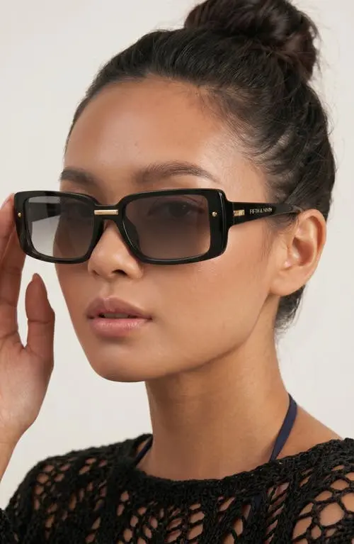 FIFTH & NINTH Blaire Oversize Gradient Rectangular Sunglasses - Black/black