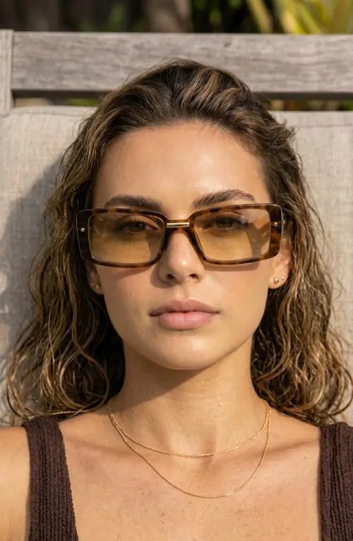FIFTH & NINTH Blaire Gradient Rectangular Sunglasses - Torte/brown