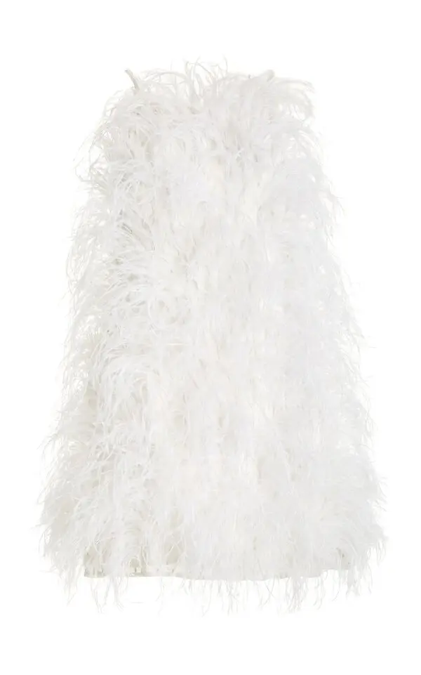 Cult Gaia Shannon Feather-embellished Silk Mini Dress