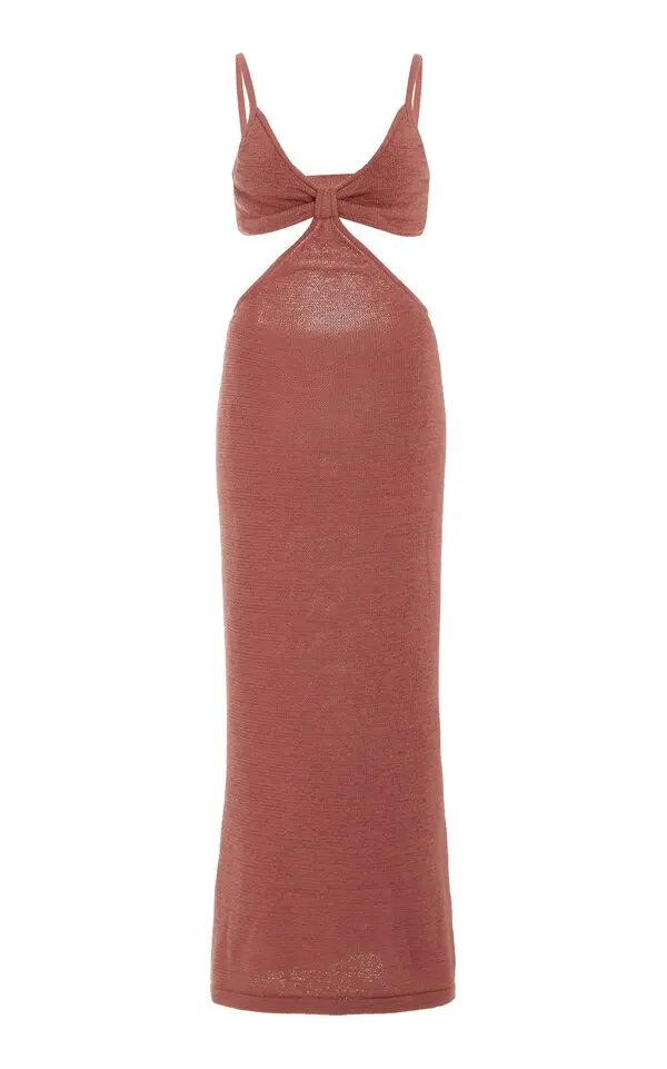 Cult Gaia Serita Cotton-Blend Ribbed-Knit Cutout Dress - Red,Orange |  Editorialist