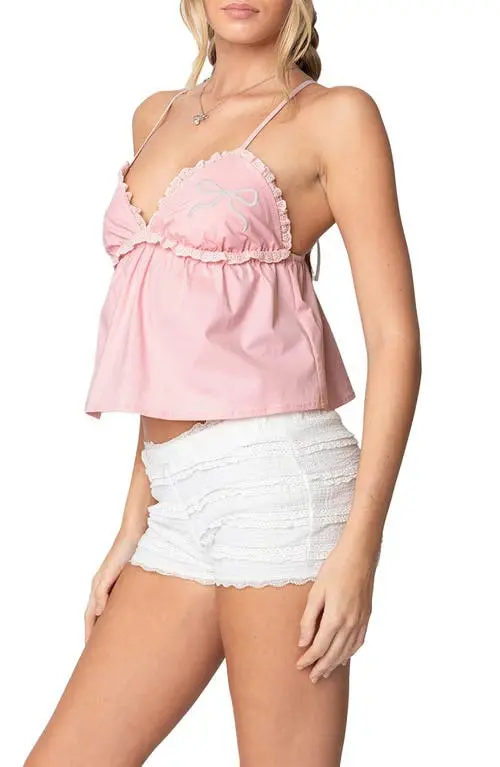 EDIKTED Bow Frill Babydoll Top