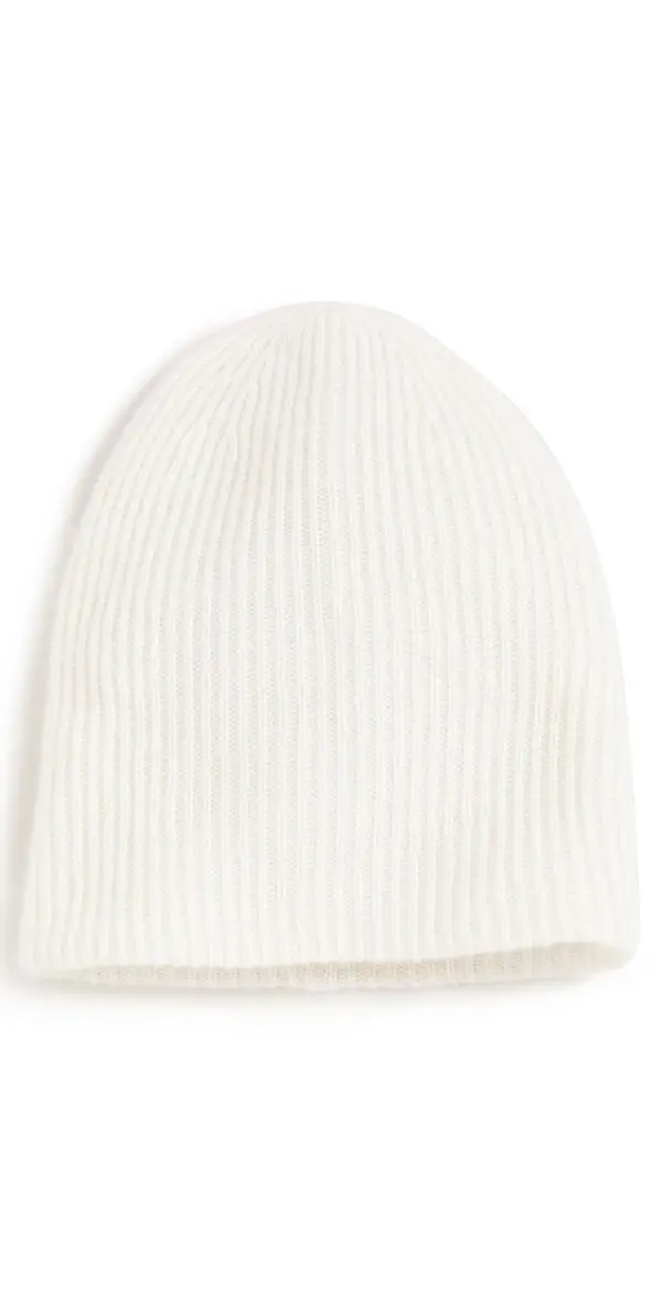 WHITE & WARREN Cashmere Ribbed Beanie - Soft White