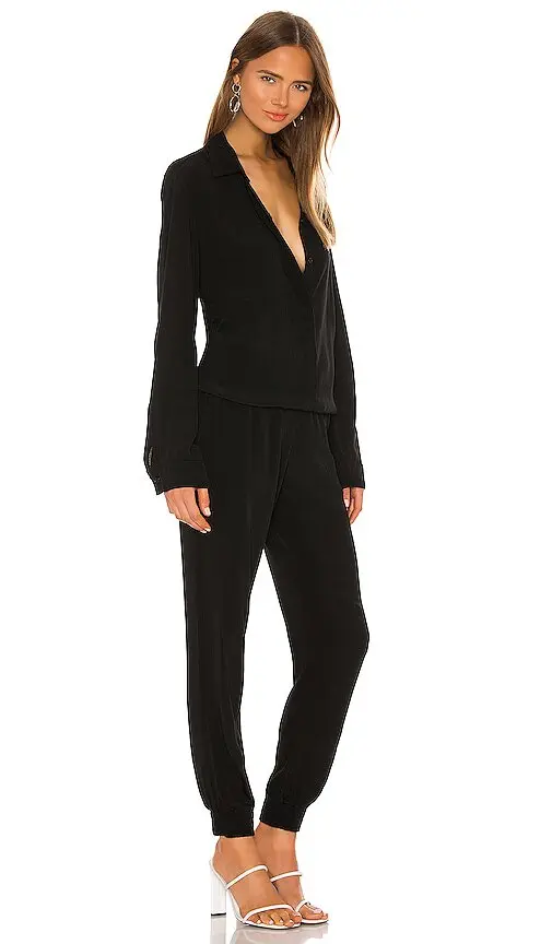 Monrow Crepe Long Sleeve Jumpsuit