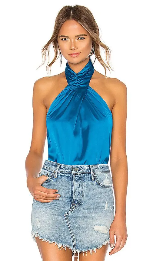 Superdown Amerie Pleated Halter Top