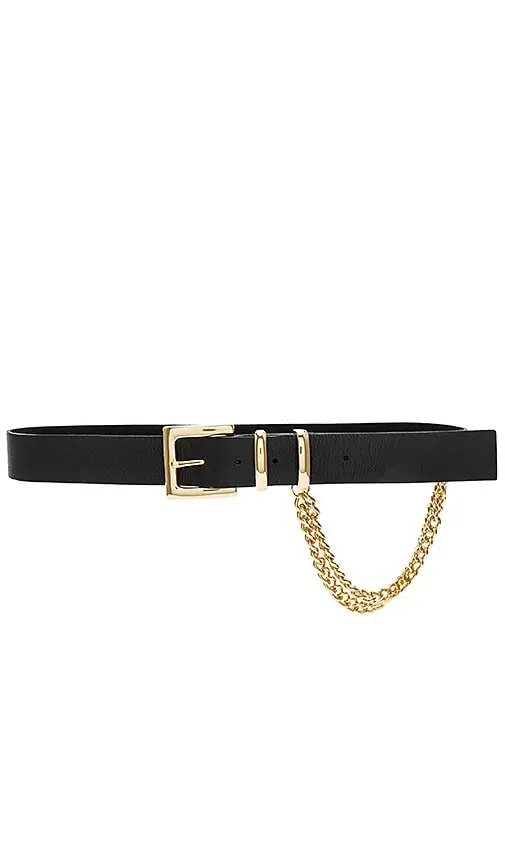 B-low The Belt Phoenix Leather Belt With Gold-tone Chain - Black & Gold