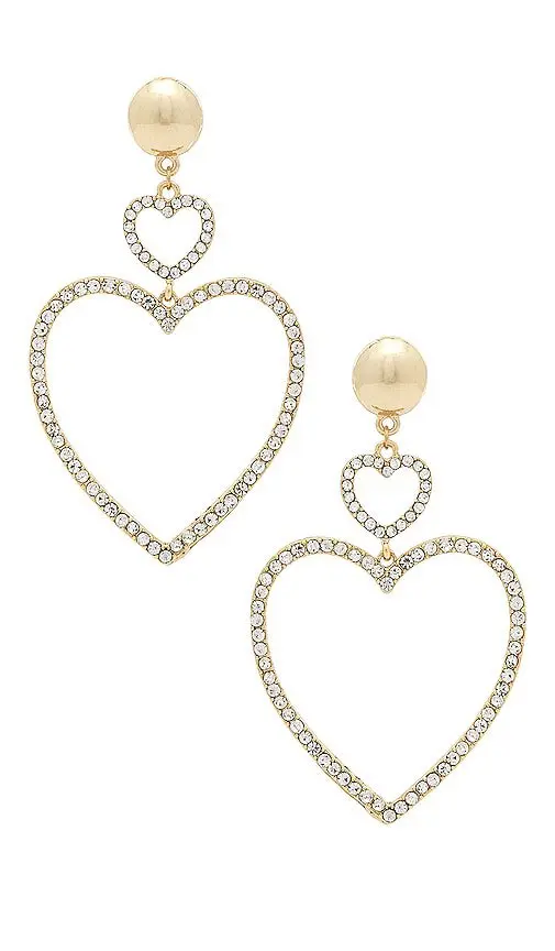 Ettika Two Hearts Drop Earrings - Clear