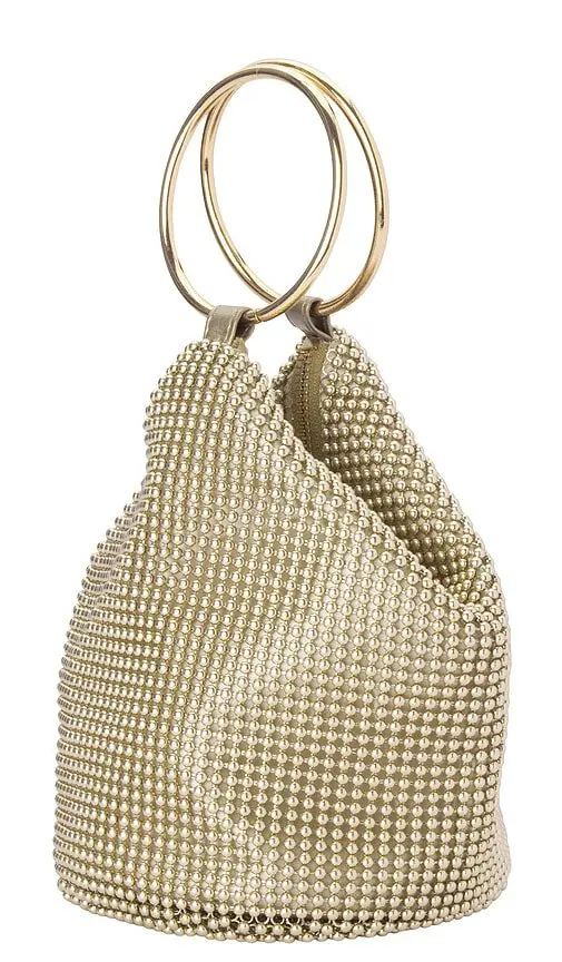 OLGA BERG Bianca Ball Mesh Handle Bag - Gold