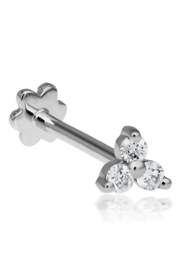 MARIA TASH Diamond Trinity Threaded Stud Earring