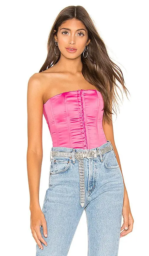 GUIZIO Satin Corset - True Pink