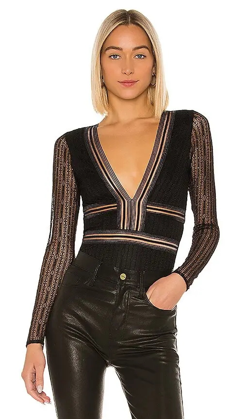 Superdown Britni Deep V Bodysuit