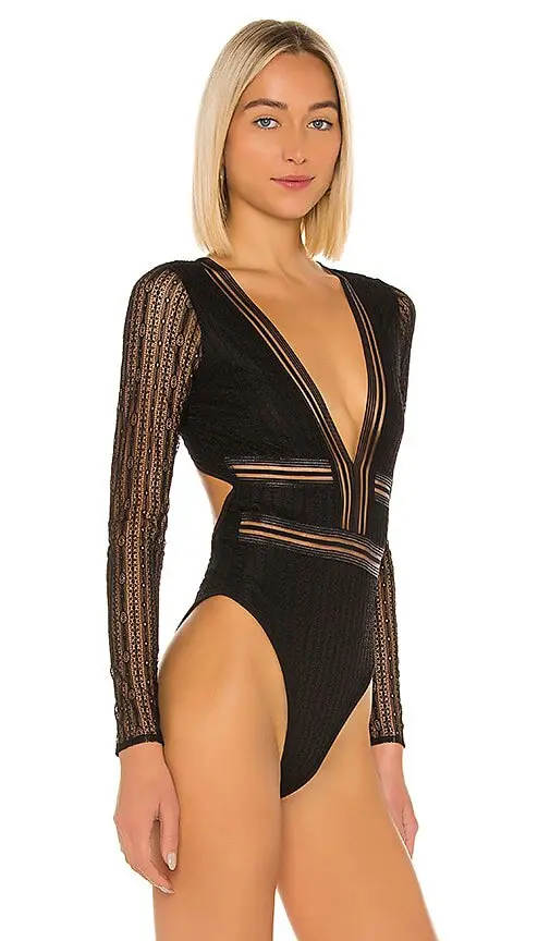 Superdown Britni Deep V Bodysuit