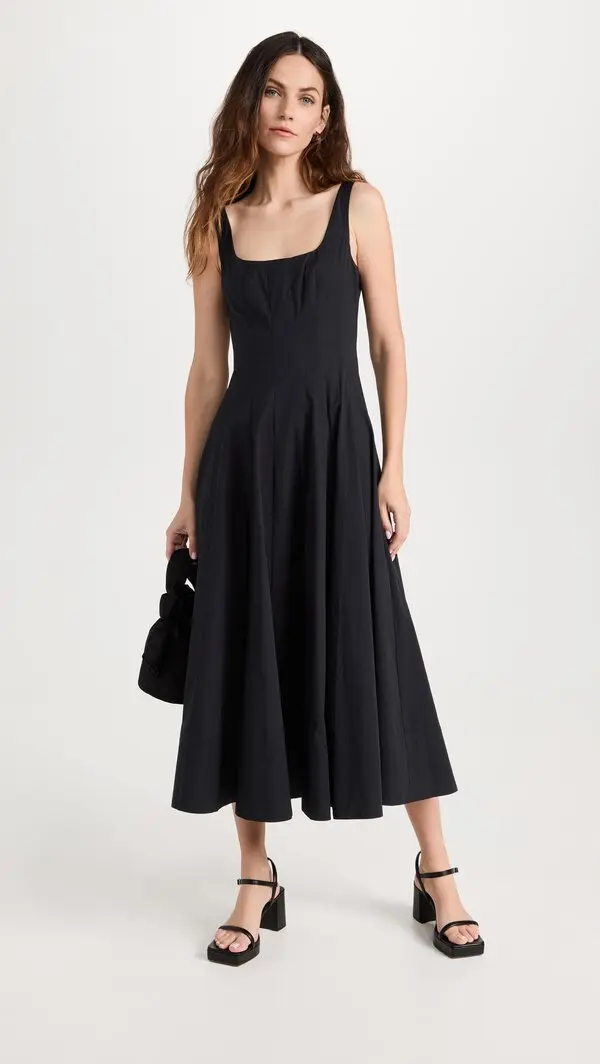 Staud Wells Midi Dress - Black