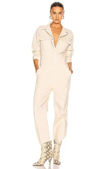 MOTHER Fixer Jumpsuit In Neutral