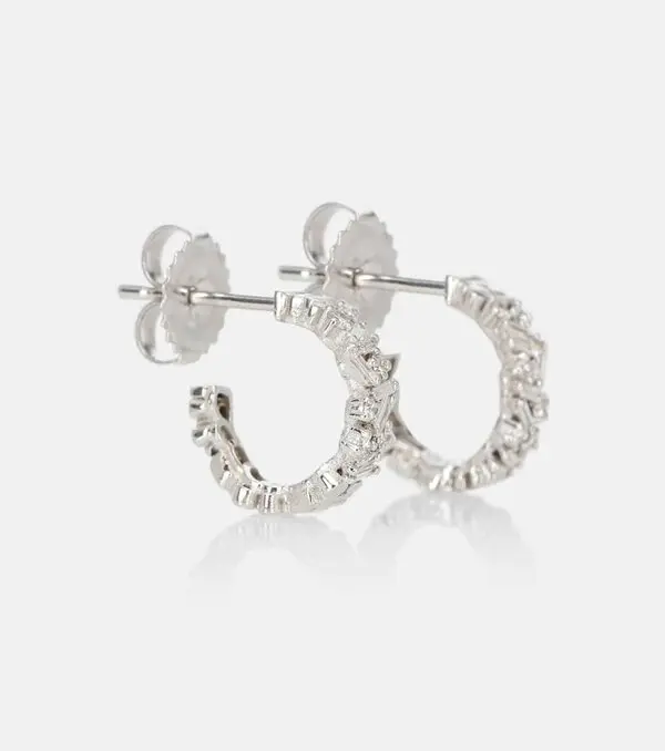 SUZANNE KALAN Fireworks 18kt White Gold Diamond Hoop Earrings - Silver
