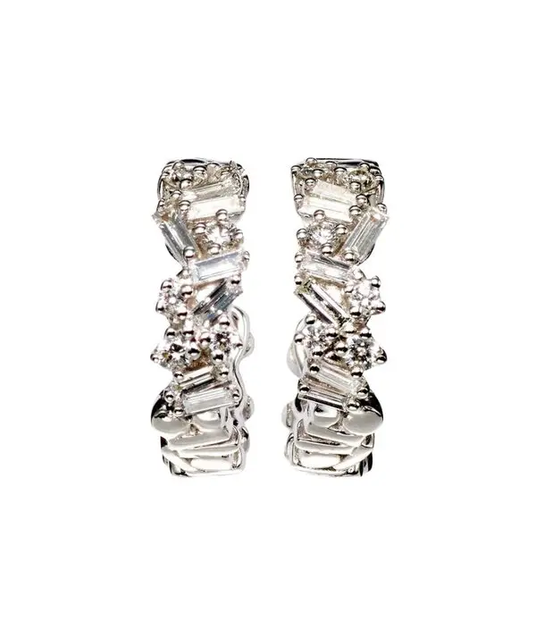 SUZANNE KALAN Fireworks 18kt White Gold Diamond Hoop Earrings - Silver