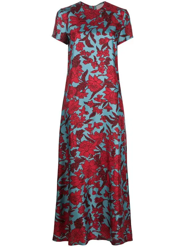 La DoubleJ Floral Print Silk Swing Dress