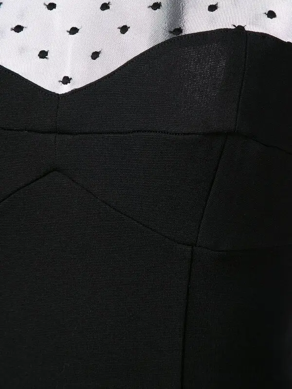 FLEUR DU MAL Dotted Tulle Collared Bodysuit - Black