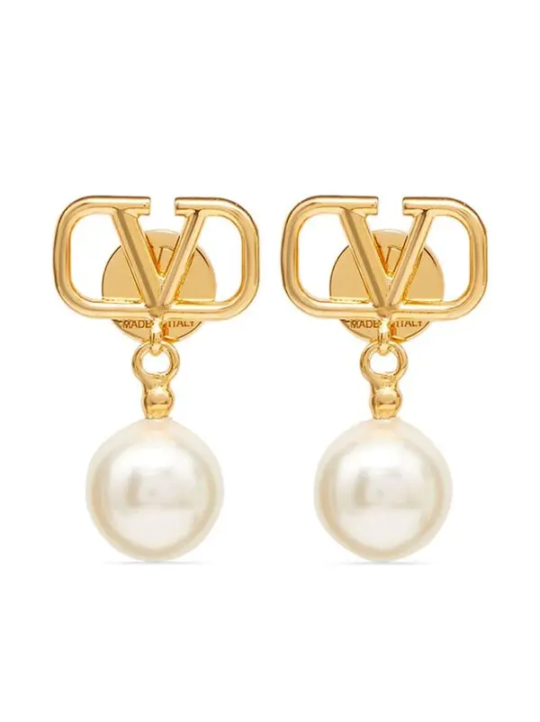 Valentino Garavani Vlogo Signature Pearl Drop Earrings - Gold