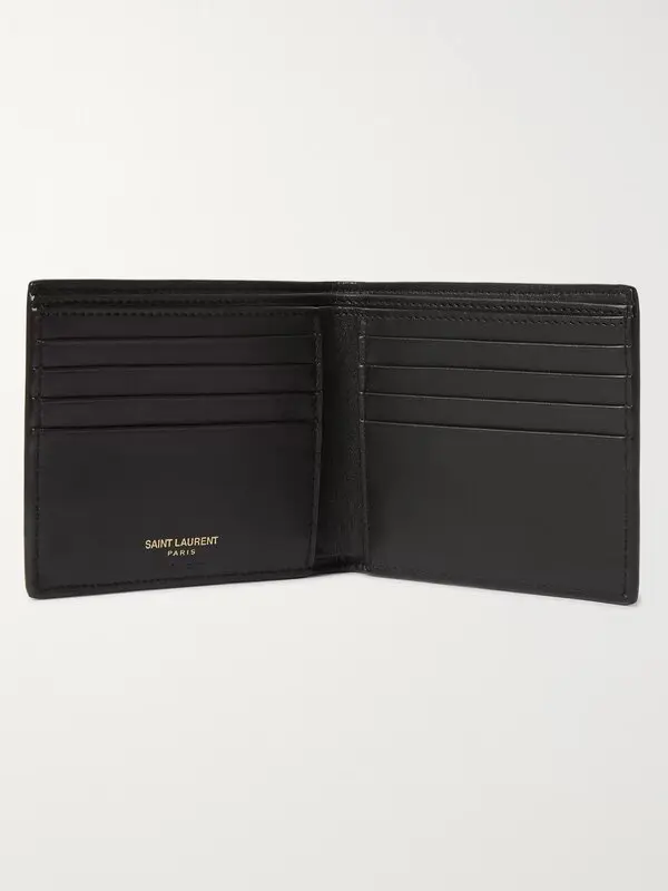Saint Laurent Logo-appliquéd Croc-effect Leather Billfold Wallet - Black