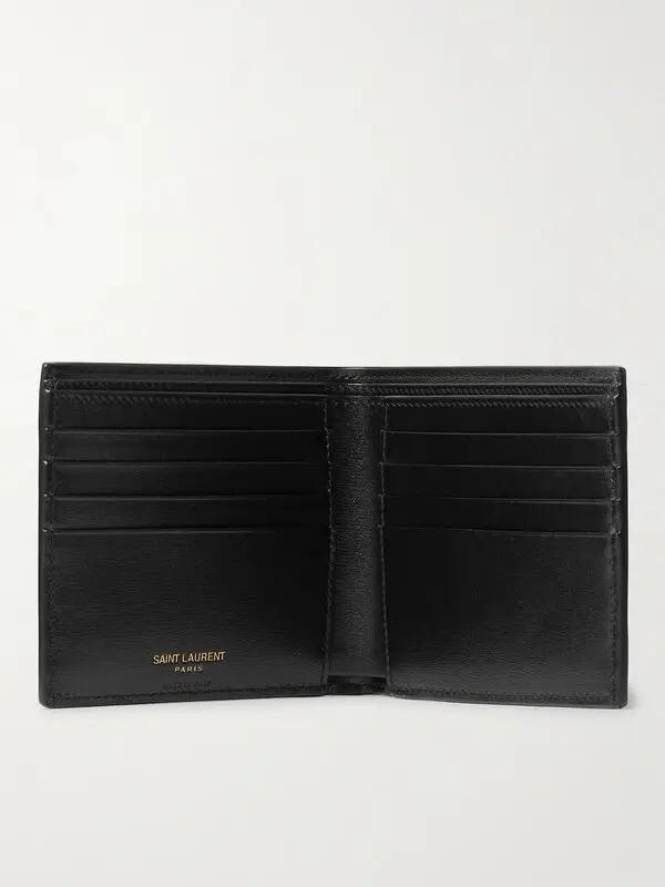 Saint Laurent Logo-appliquéd Leather Billfold Wallet - Black