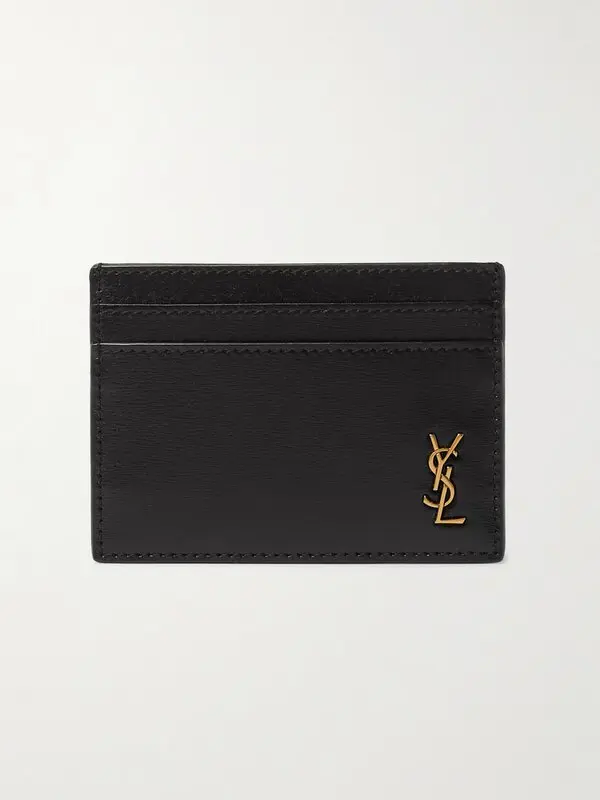 Saint Laurent Logo-appliquéd Leather Cardholder - Black