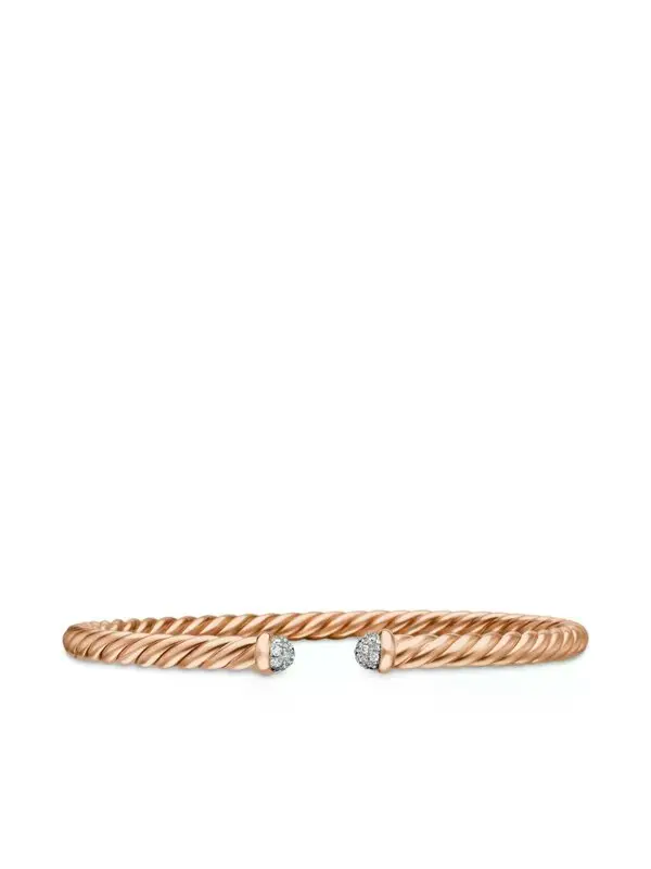 David Yurman 18kt Rose Gold Diamond Cablespira Bracelet - Pink