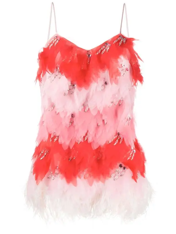 Emilio Pucci X Koché Embellished Feather Top - Pink