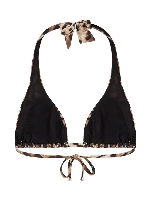 Dolce & Gabbana Leopard-print Triangle Bikini Top - Brown